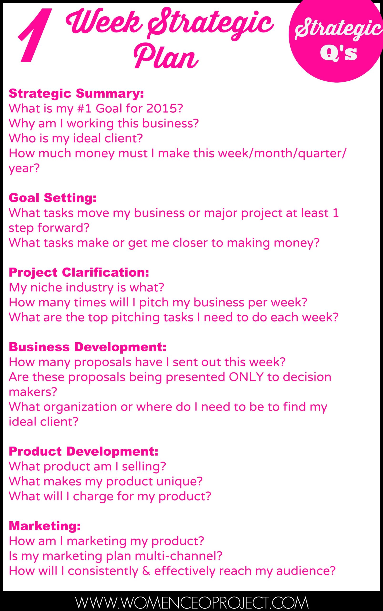 Answer these Questions..... Hit Your Goals this Week - Women CE Project